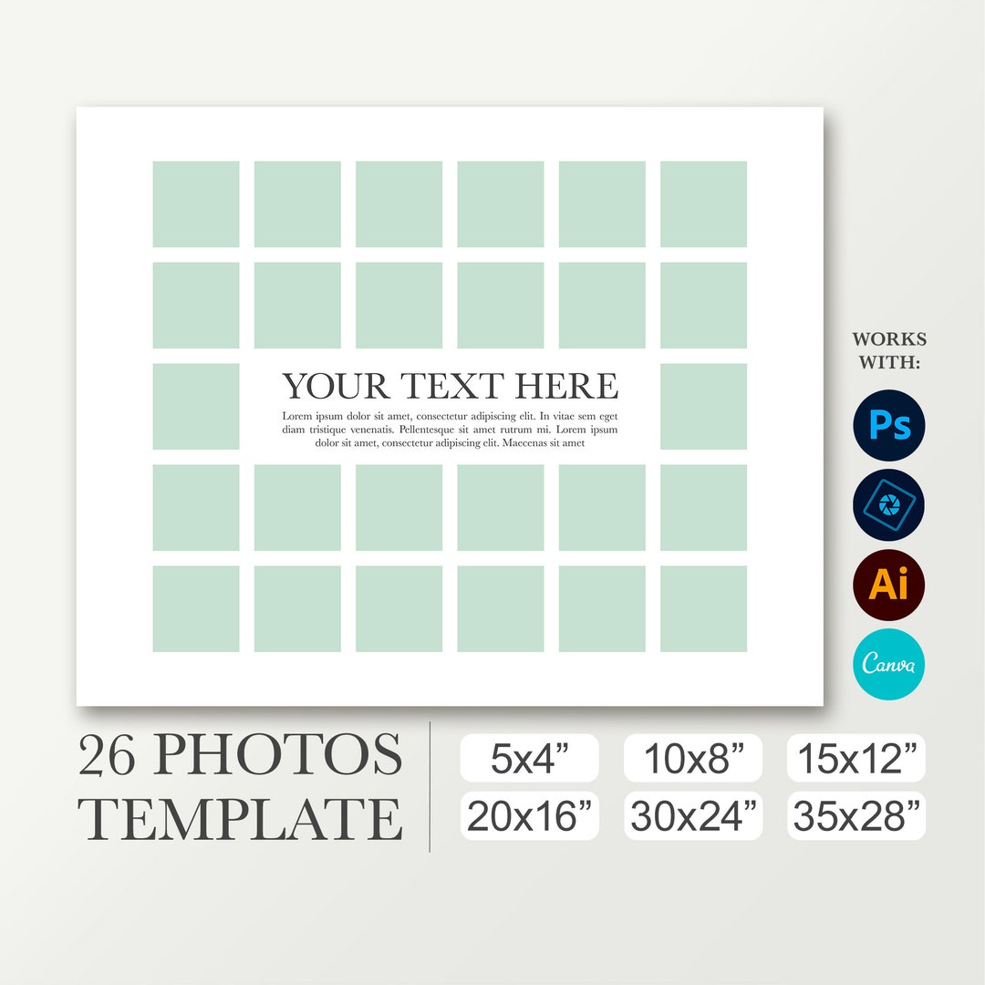 16x20 School Collage Template for 26 Photos. 8x10 Class Photo Collage ...