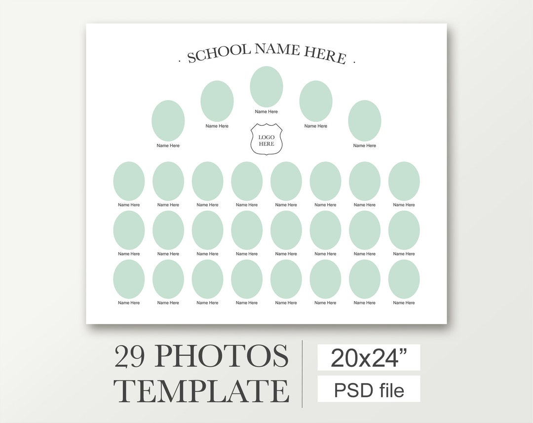 20x24 Class Photo Template for 29 Pictures. Yearbook Template. the ...