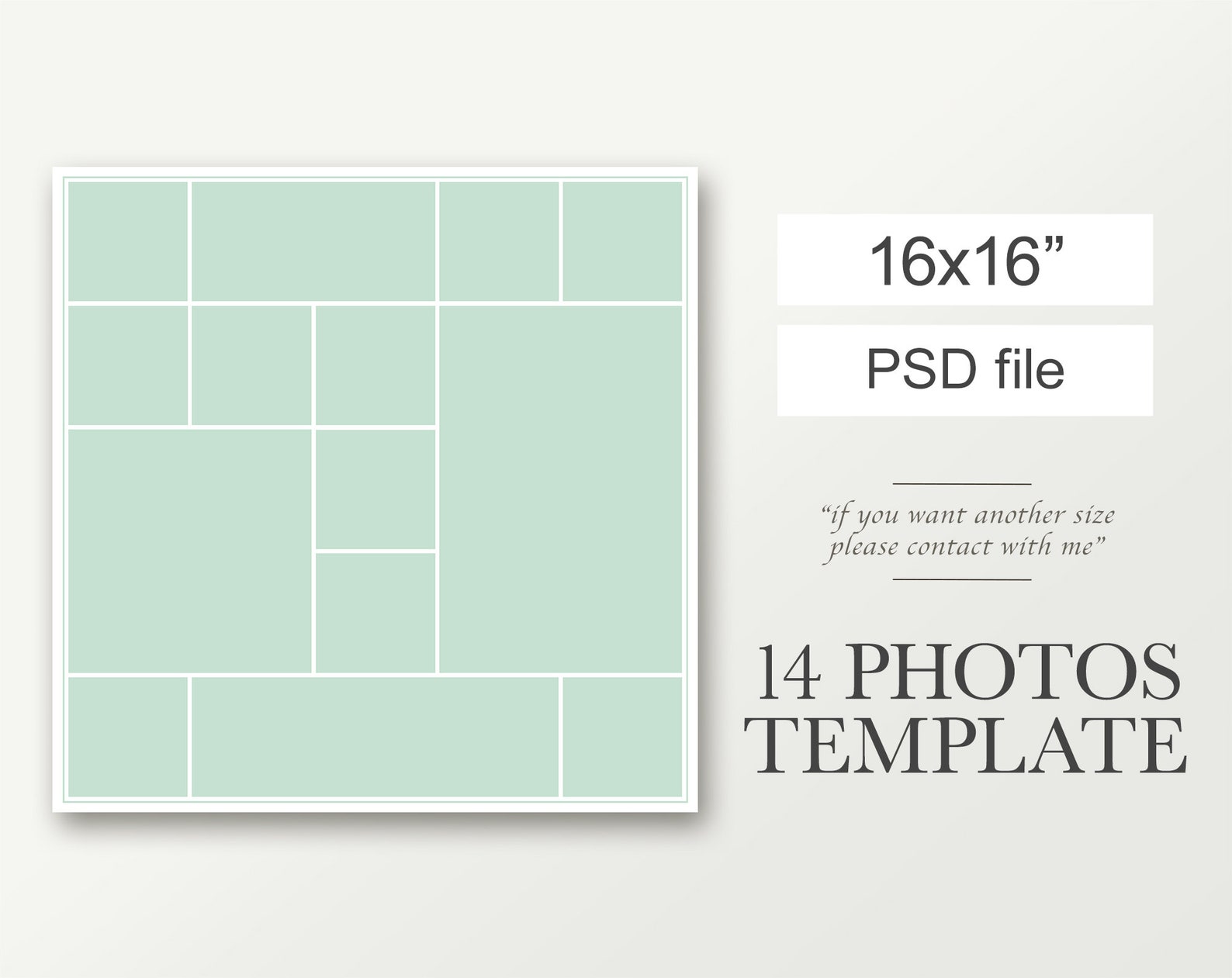 16x16 Graduation collage template for 14 pictures photo | Etsy