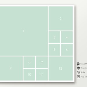 30x30 Photo Wall Collage Template for 12 Pictures -, Photo Collage ...