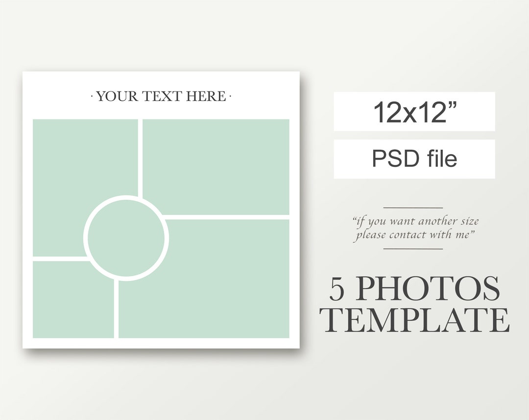 12x12 Digital Photo Template for 5 Pictures. in Memory Picture Layout ...