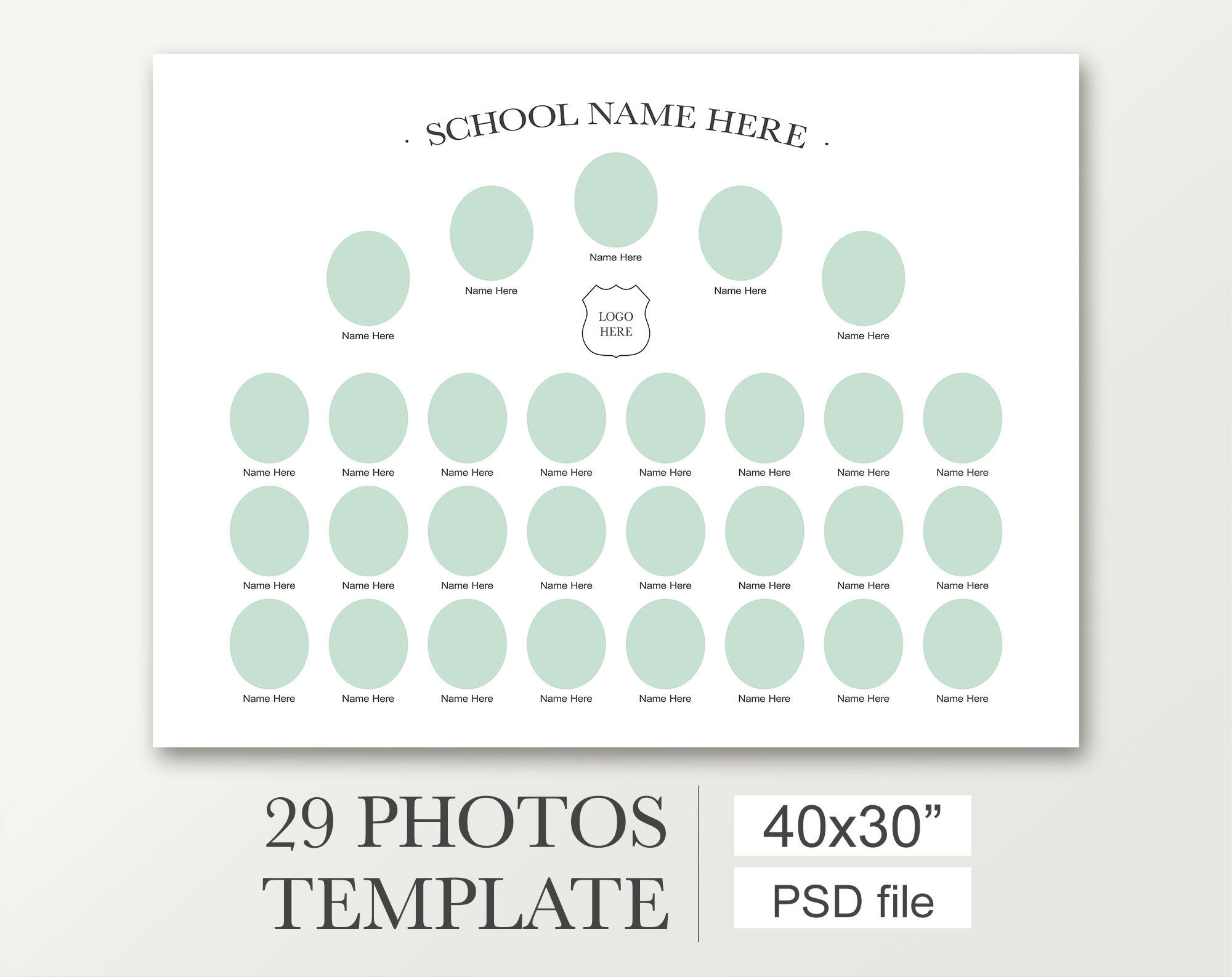 40x30 Class Photo Template for 29 Pictures. Yearbook Template. the ...