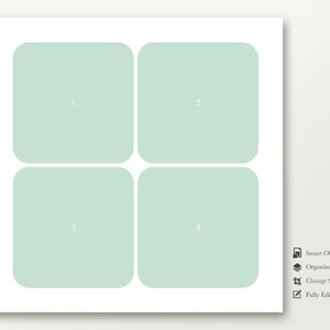 30x30 Square Collage Template With Rounded Corners for 4 Photos , Photo ...
