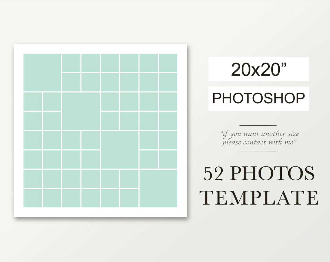 20x20 Template 52 Weeks Photo Collage 52 Weeks Project 52 | Etsy
