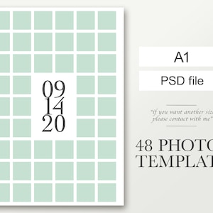 A1 Photo Collage Template for 48 Pictures -, Photo Collage Template - Etsy