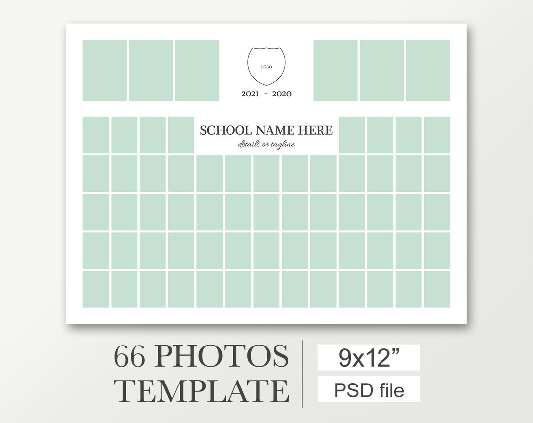 9x12 Class School Photo Template for 66 Photos, Photo Collage Template ...