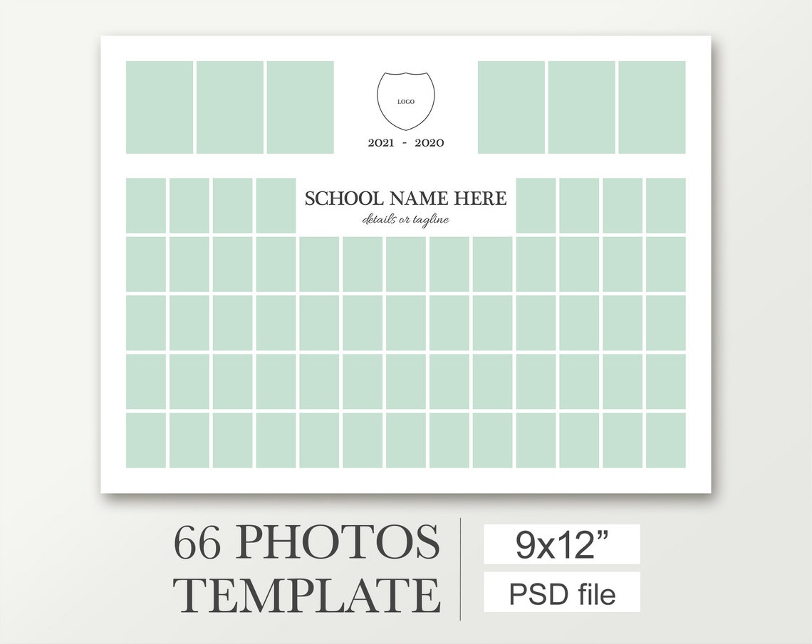 9x12 Class School Photo Template for 66 Photos Photo Collage - Etsy