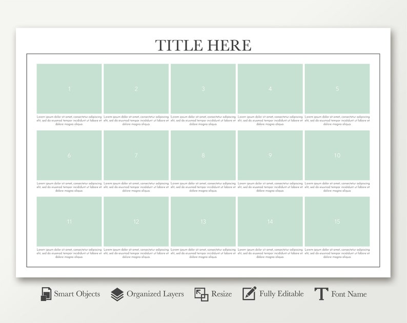 24x36 Photo collage template for 15 pictures photo collage | Etsy