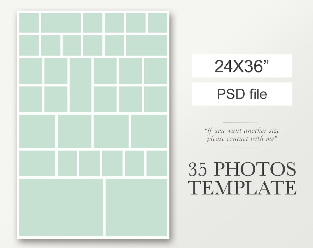 24x36 Photo Template for 35 Pictures -, Photo Collage Template - Etsy