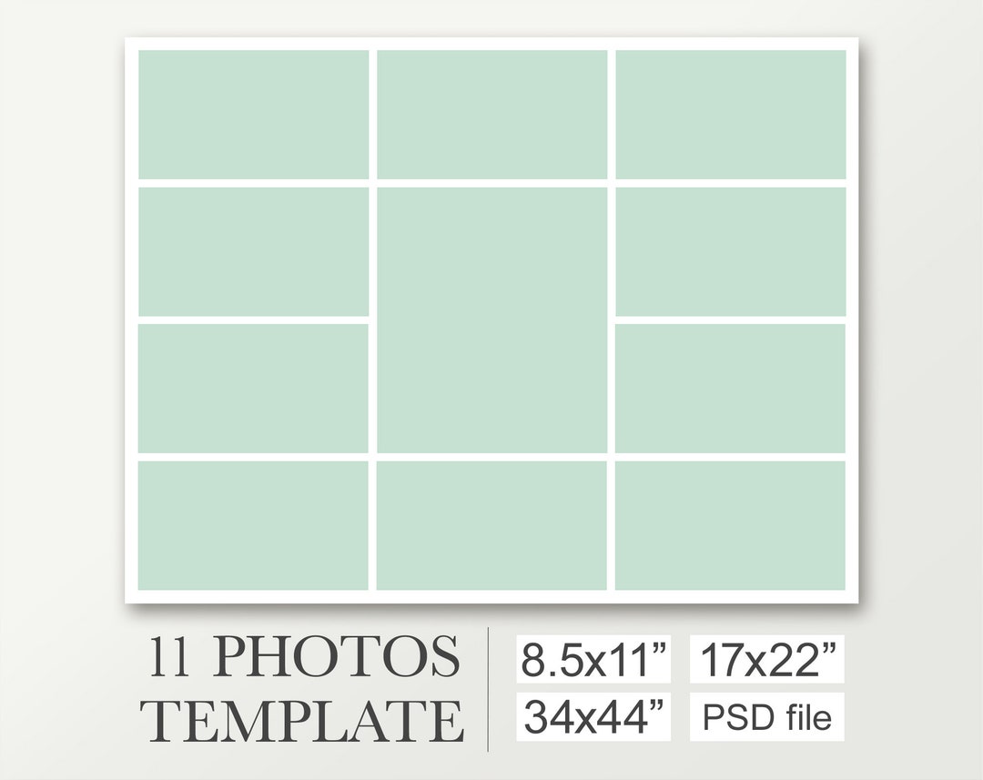 Photoshop Collage Template in 8,5x11, 17x22, 34x44. Newborn Photography ...