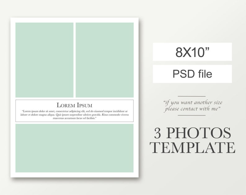 8x10 Photography Template for 3 Photos Photo Collage Template - Etsy