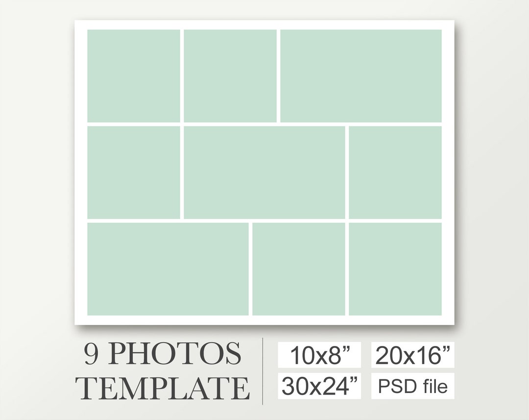 Picture Storyboard for 9 Photo. Editable Large Sign. Collage Template ...