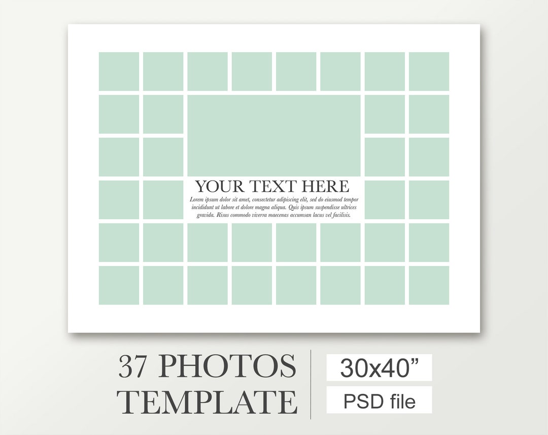 30x40 Photo Digital Template for 37 Pictures. the Collage Works With ...