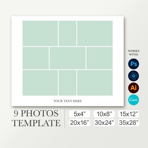 Collage for 9 Photos. Funeral Backdrop. Digital Template Photoshop ...