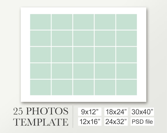 Photo Template for 25 Pictures. Class Photo Collage. Funeral | Etsy
