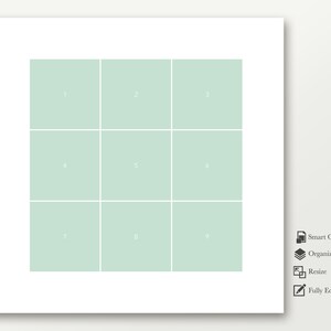 32x32 Photo Collage Template for 9 Pictures, Photo Collage Template - Etsy