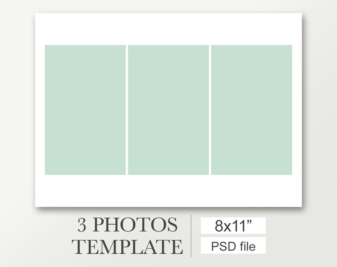 8x11 Photoshop Collage Template for 3 Photos. 3 Photo Collage Template ...