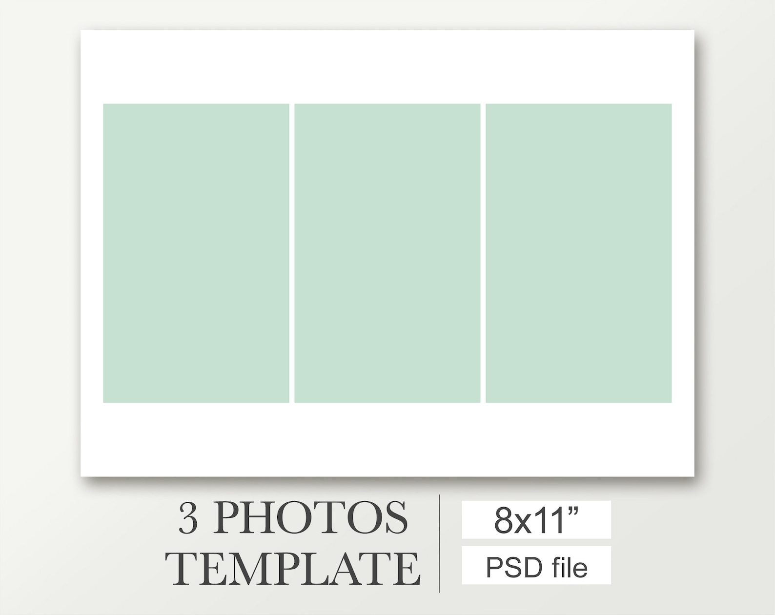 8x11 Photoshop Collage Template for 3 Photos. 3 Photo Collage - Etsy