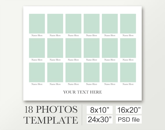 School Photo Collage Template for 18 Pictures. Digital Class - Etsy