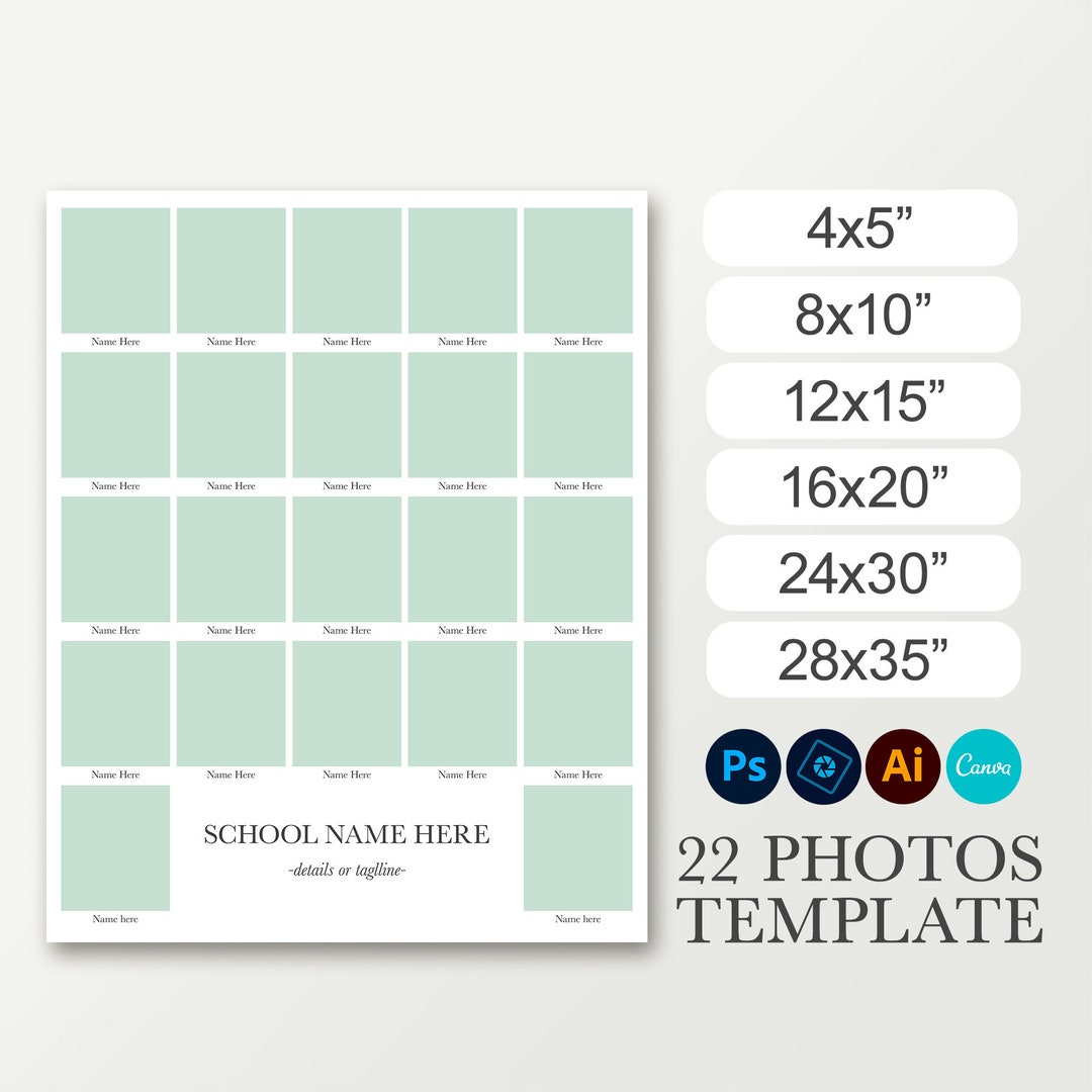 8x10 Class Photo Collage. 16x20 Yearbook. 24x30 School Picture Board 22 ...
