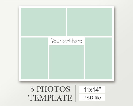 11x14 Collage Template for 5 Photos Photo Collage Template - Etsy