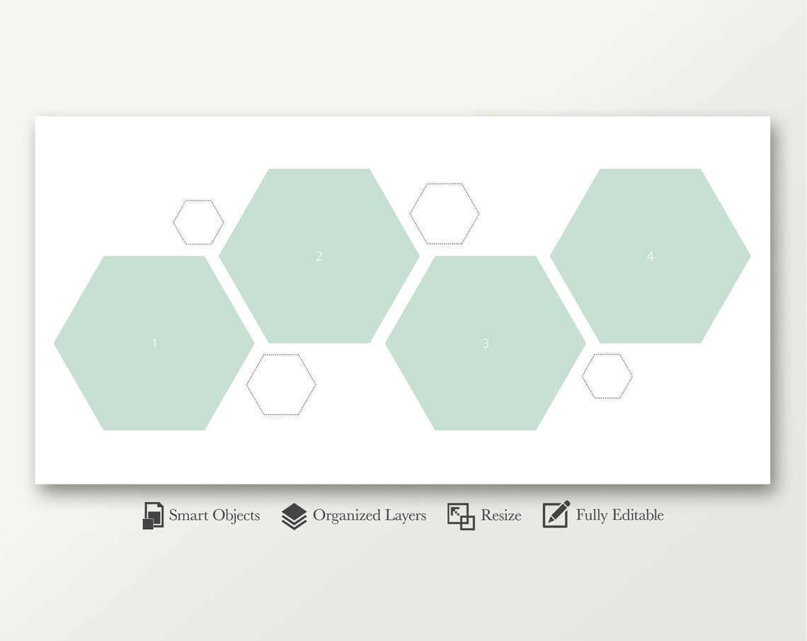10x20 Hexagon Collage Template for 4 Photos -, Photo Collage Template ...