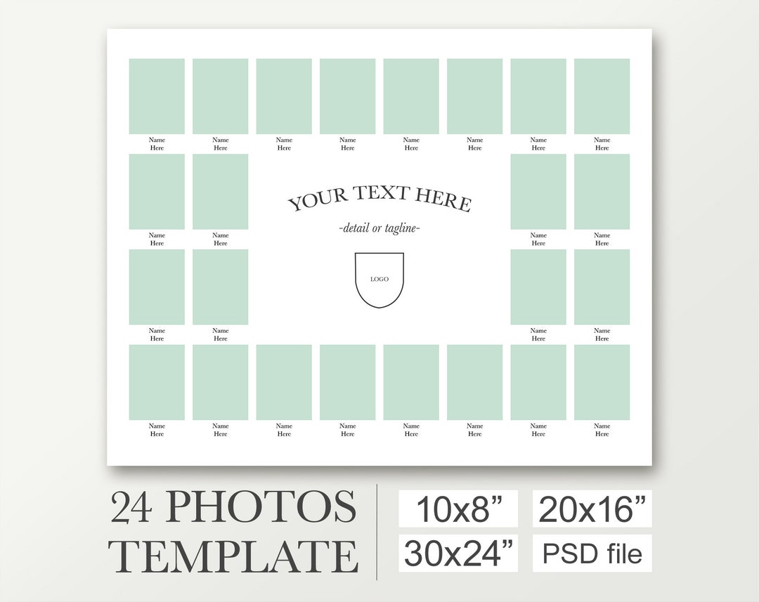 Senior Class Composition for 24 Photos. Class Photo Template. School ...