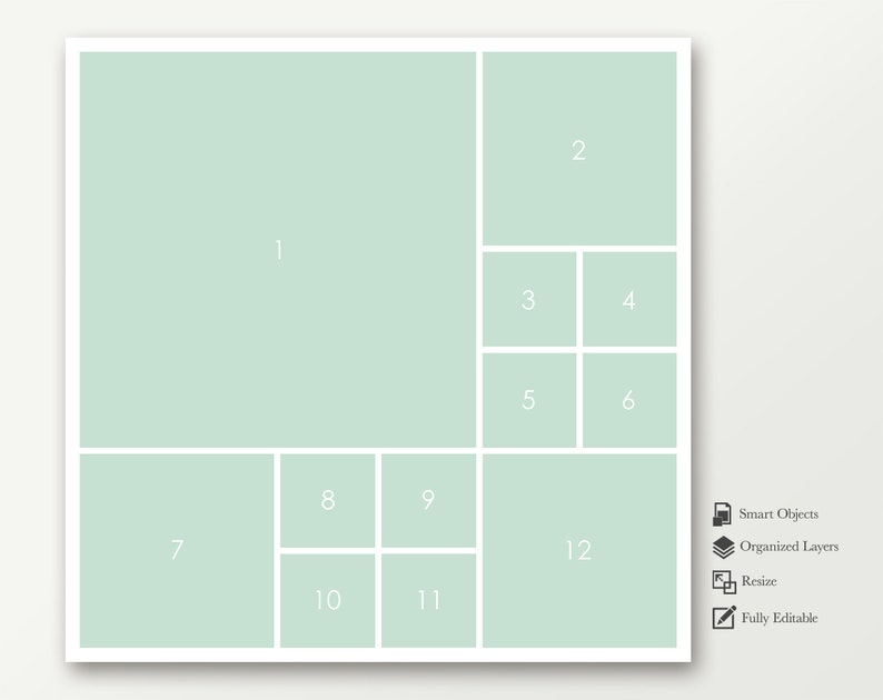 24x24 Photo Storyboard Template for 12 Pictures Photo - Etsy