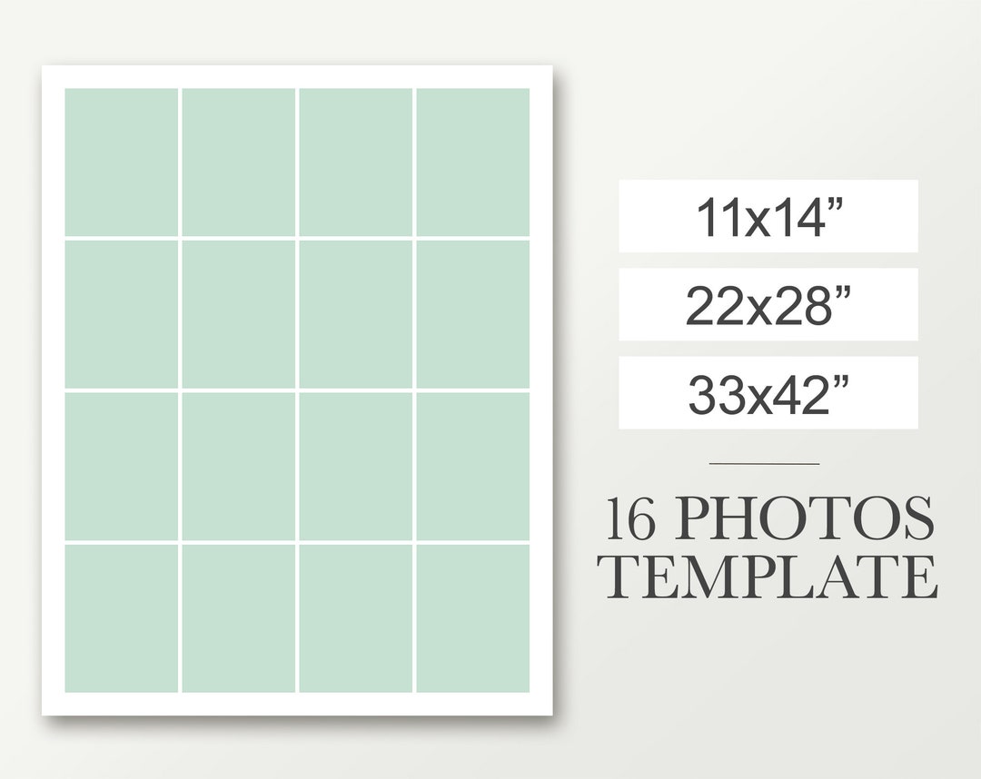 11x14 Photo Collage for 16 Pictures, 22x28 Graduation Template, 33x42 ...