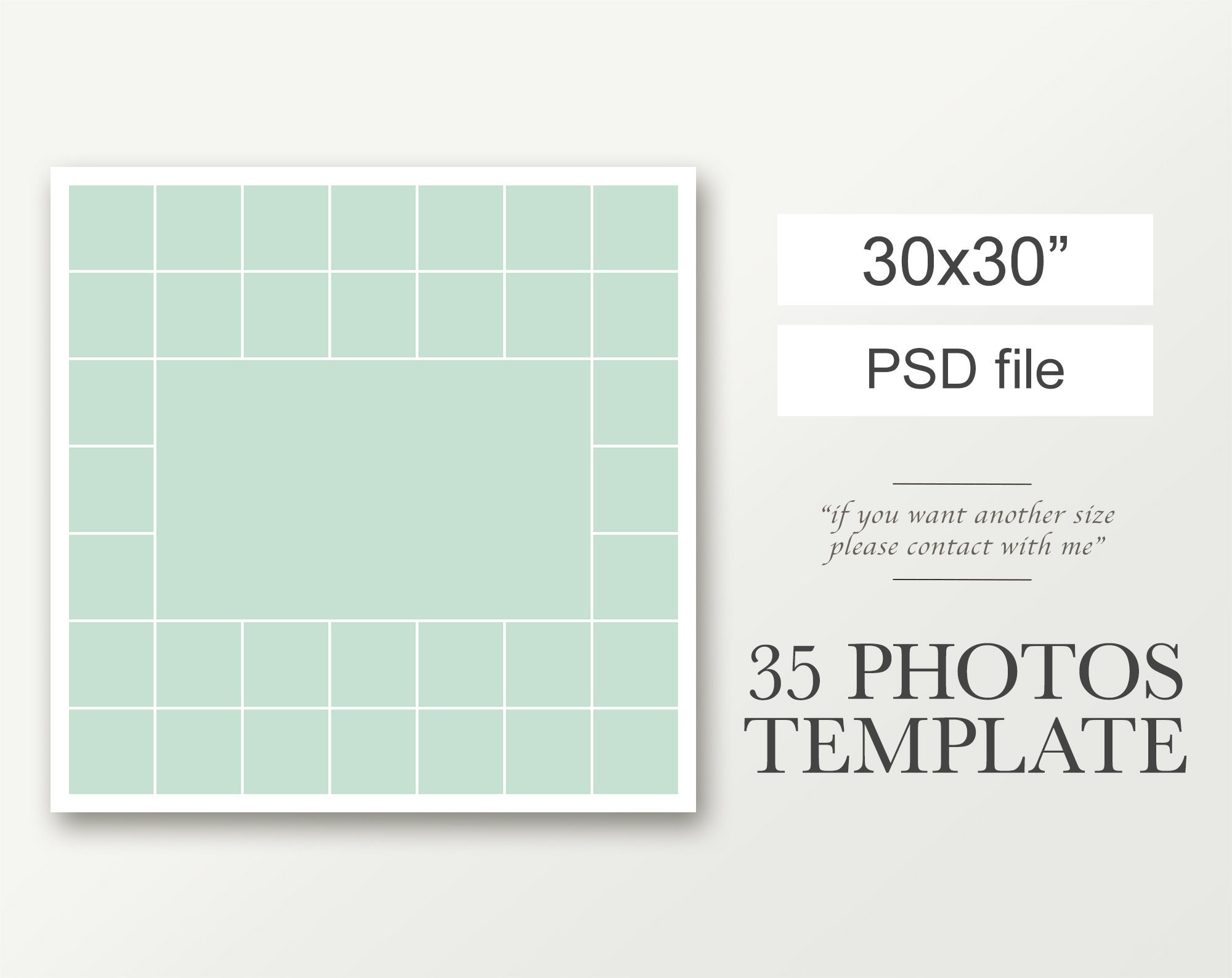 30x30 Big photo collage template for 35 pictures photo | Etsy