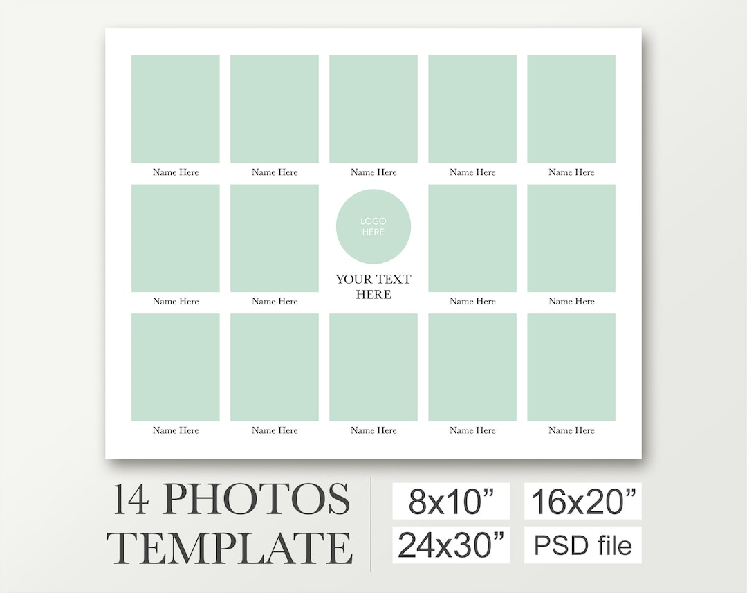 Collage Template Photoshop for 14 Photos. Poster Collage Template ...