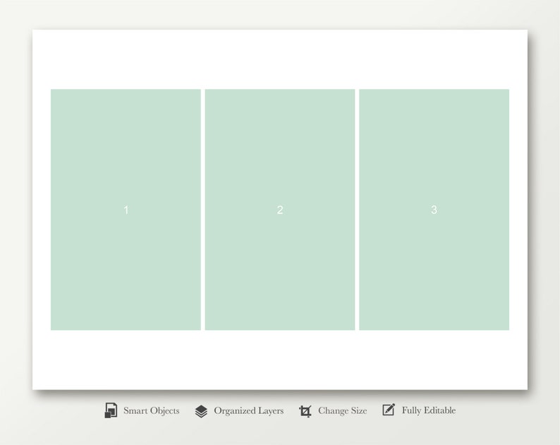 8x11 Photoshop Collage Template for 3 Photos. 3 Photo Collage - Etsy