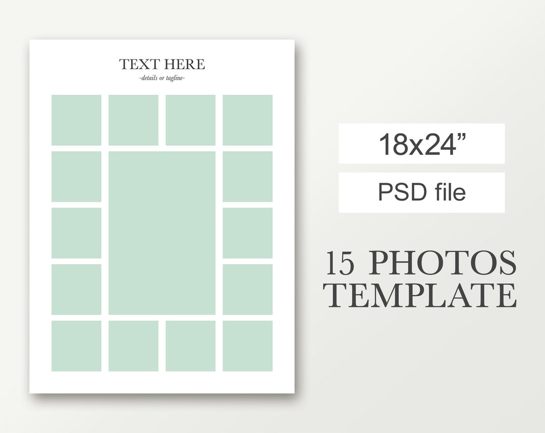 18x24 Photo Collage for 15 Pictures. Funeral Photo Board. This Digital ...