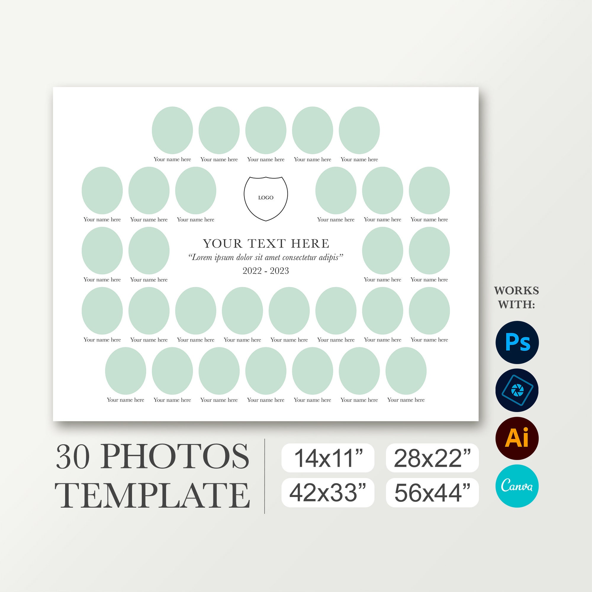 Oval Aperture Photo Collage. School Composite for 30 Photos. Class ...