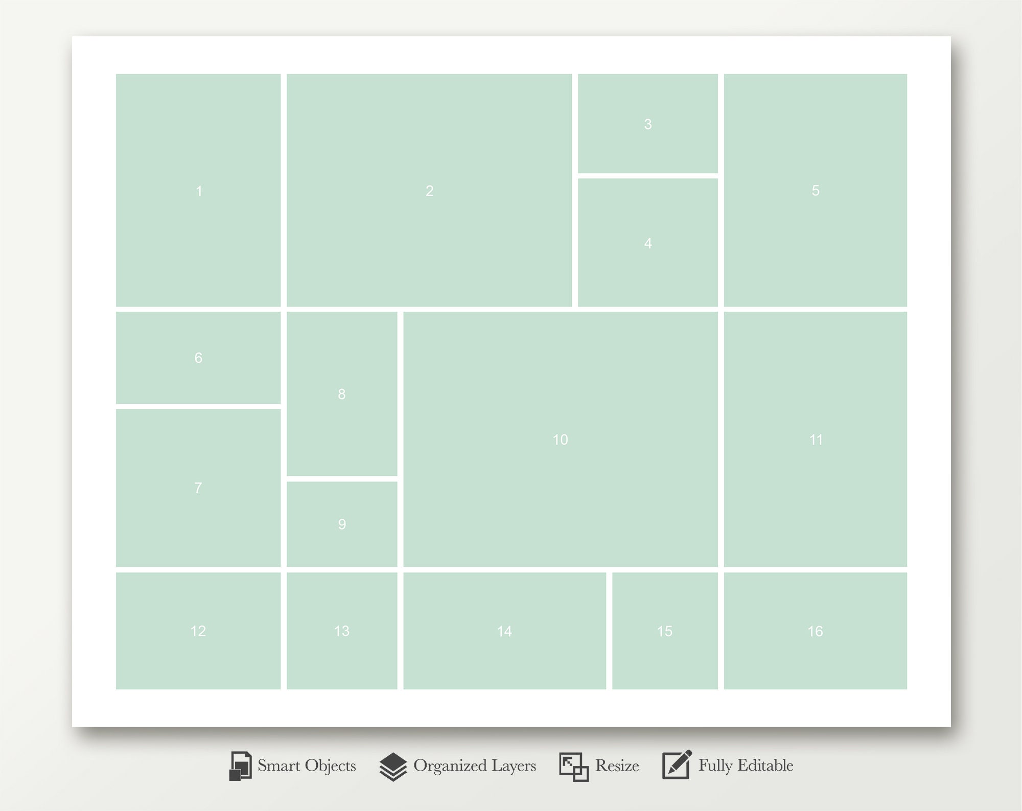 11x14 Digital storyboard template for 16 photos photo | Etsy