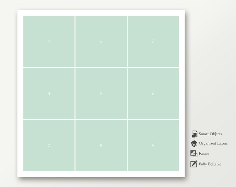 Square Storyboard Template for 9 Photos. Birthday Collage. - Etsy