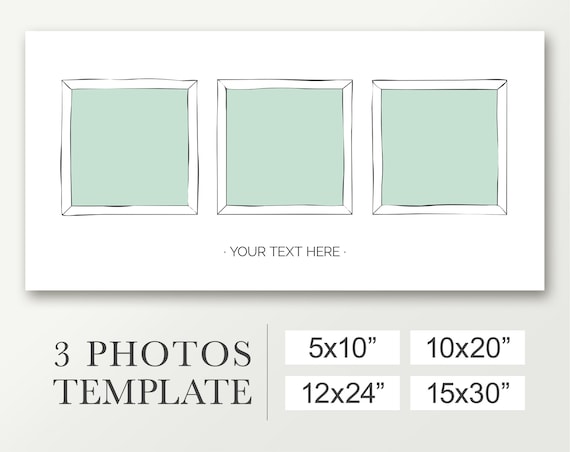 Photo Collage Template for 3 Photos. Digital Template in 5x10 | Etsy