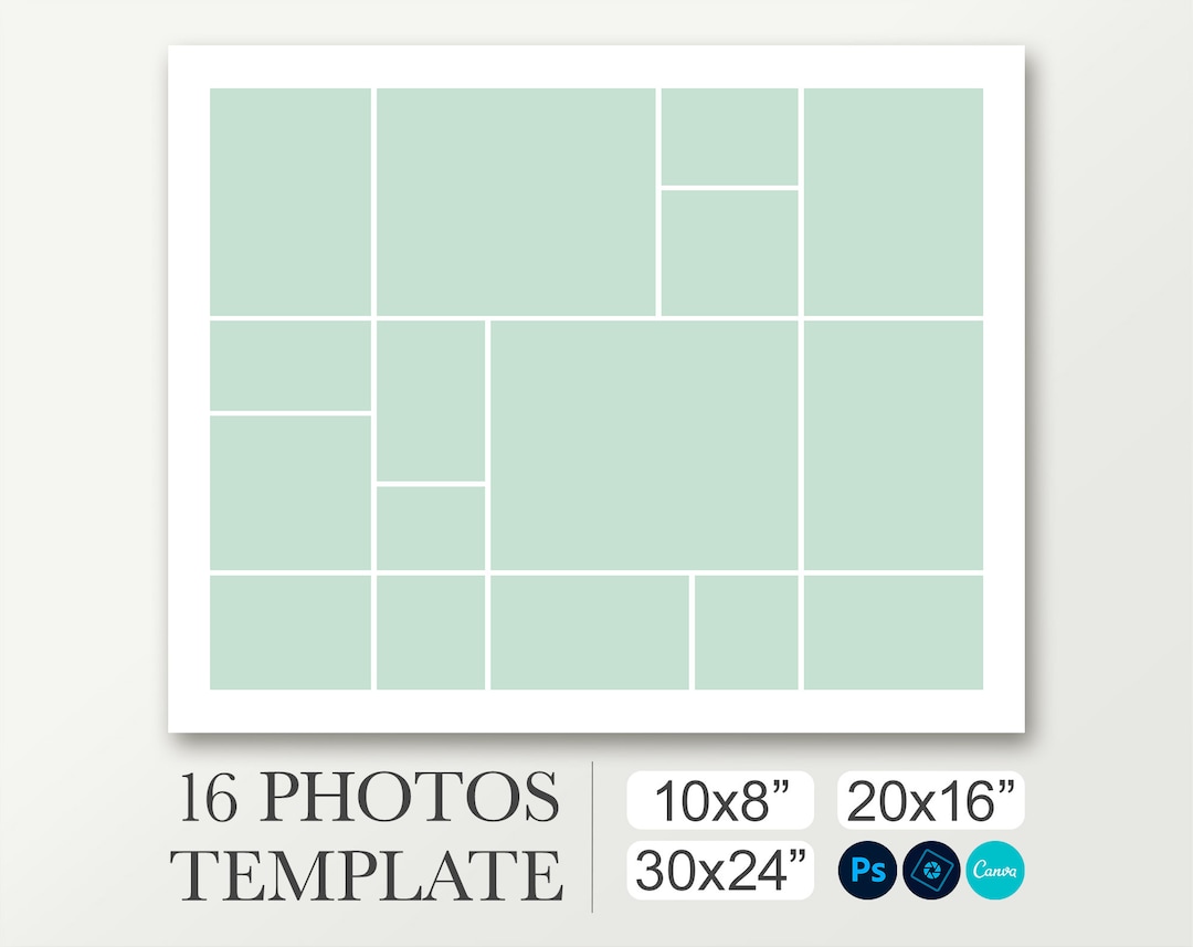 Family Storyboard for 16 Pictures. Digital Layout. Photo Board ...