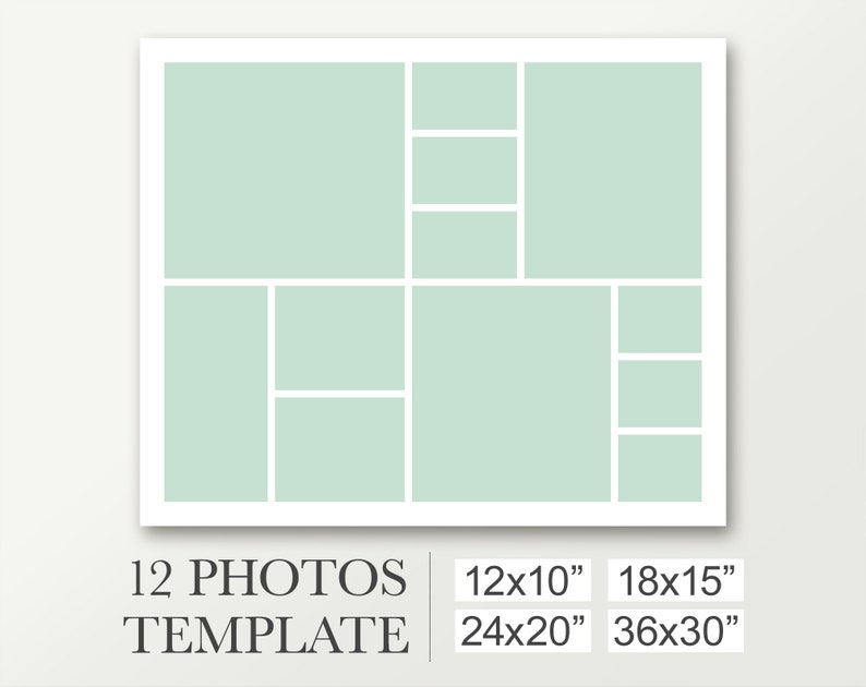 Composite for 12 Photos. Funeral Collage Template in 10x12, 15x18 ...