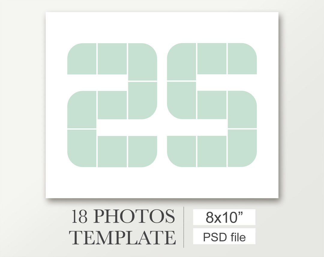 8x10 Number 25 Shaped Template for 18 Photos - BLACK FRIDAY - Etsy
