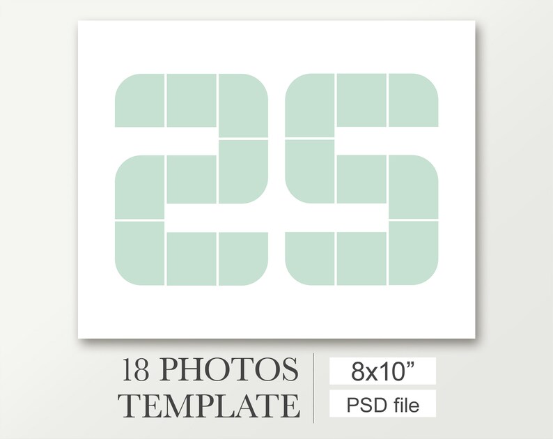 8x10 Number 25 Shaped Template for 18 Photos BLACK FRIDAY - Etsy
