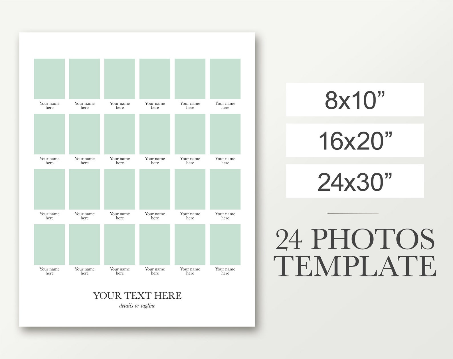 School Photo Template for 24 Pictures. Digital Class Composite - Etsy