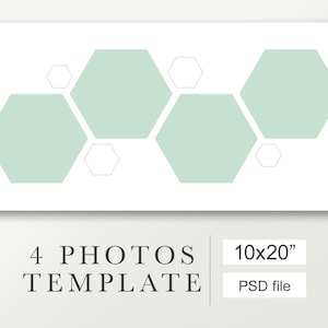 10x20 Hexagon Collage Template for 4 Photos -, Photo Collage Template ...