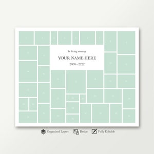 Photoshop Collage Template for 39 Photos. Digital Funeral Composite ...