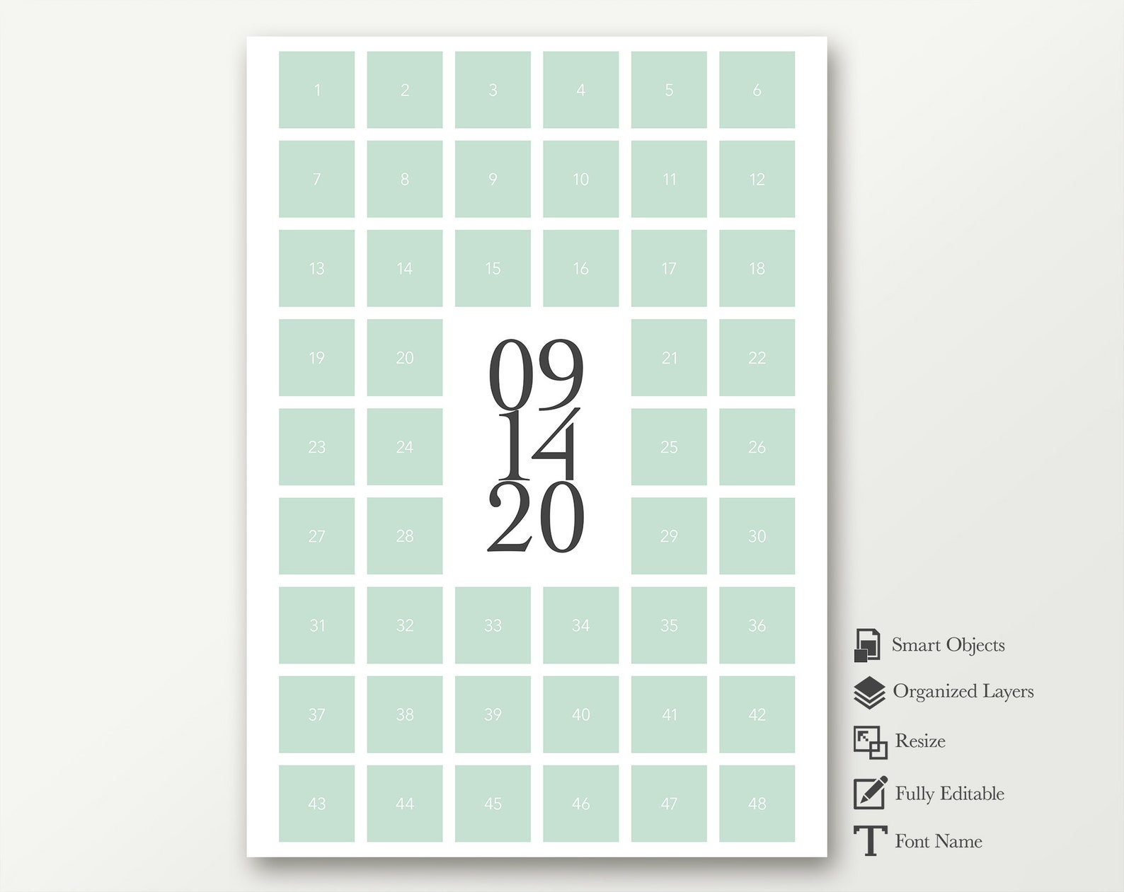 A1 Photo Collage Template for 48 Pictures Photo Collage | Etsy