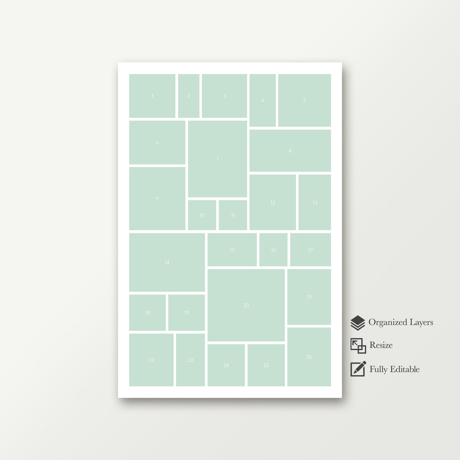 Wall Poster Collage Template. Photo Collage Board 8x12, 12x18, 16x24 ...