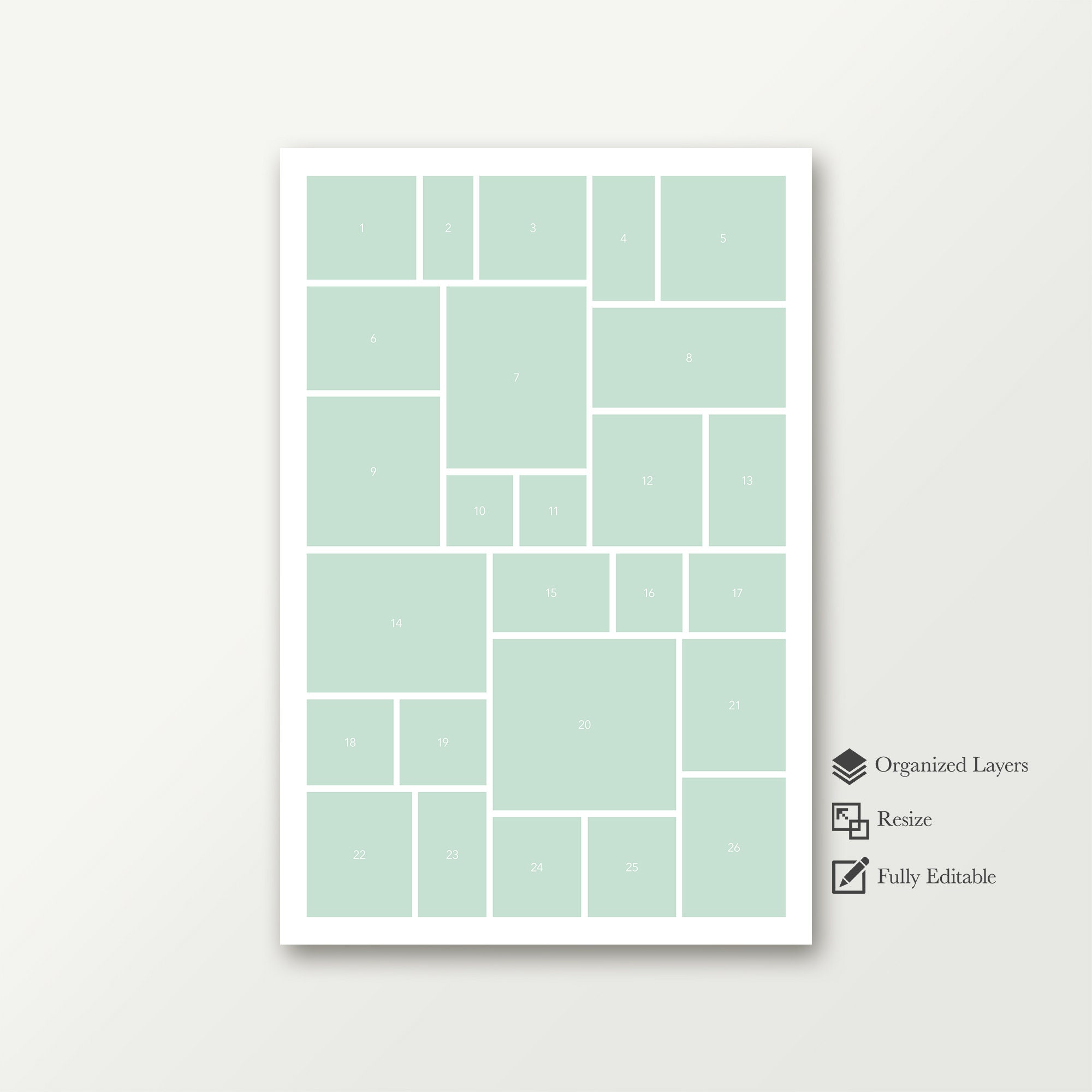 Wall Poster Collage Template. Photo Collage Board 8x12, 12x18, 16x24 ...