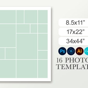Collage Template for 16 Photos. Wedding Storyboard. Photo Composite ...