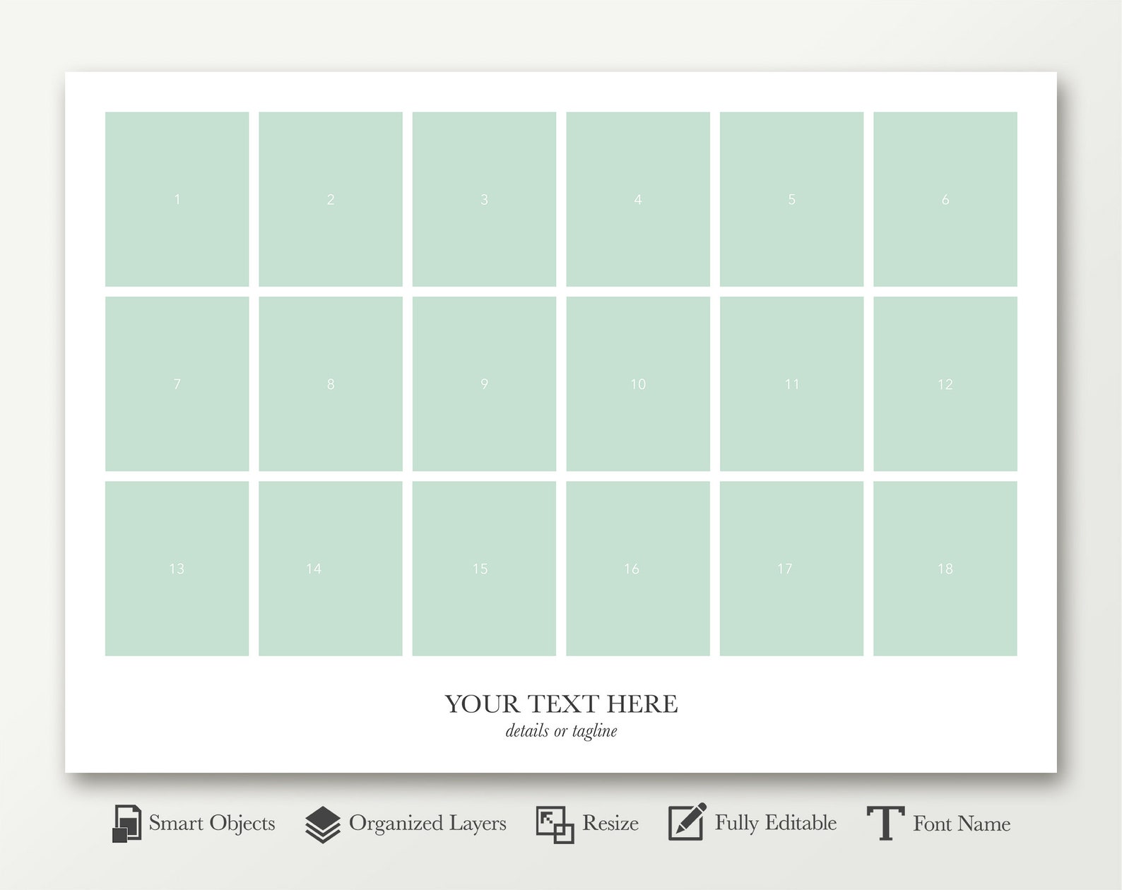 A4 Class picture template with 18 photos. This digital collage | Etsy