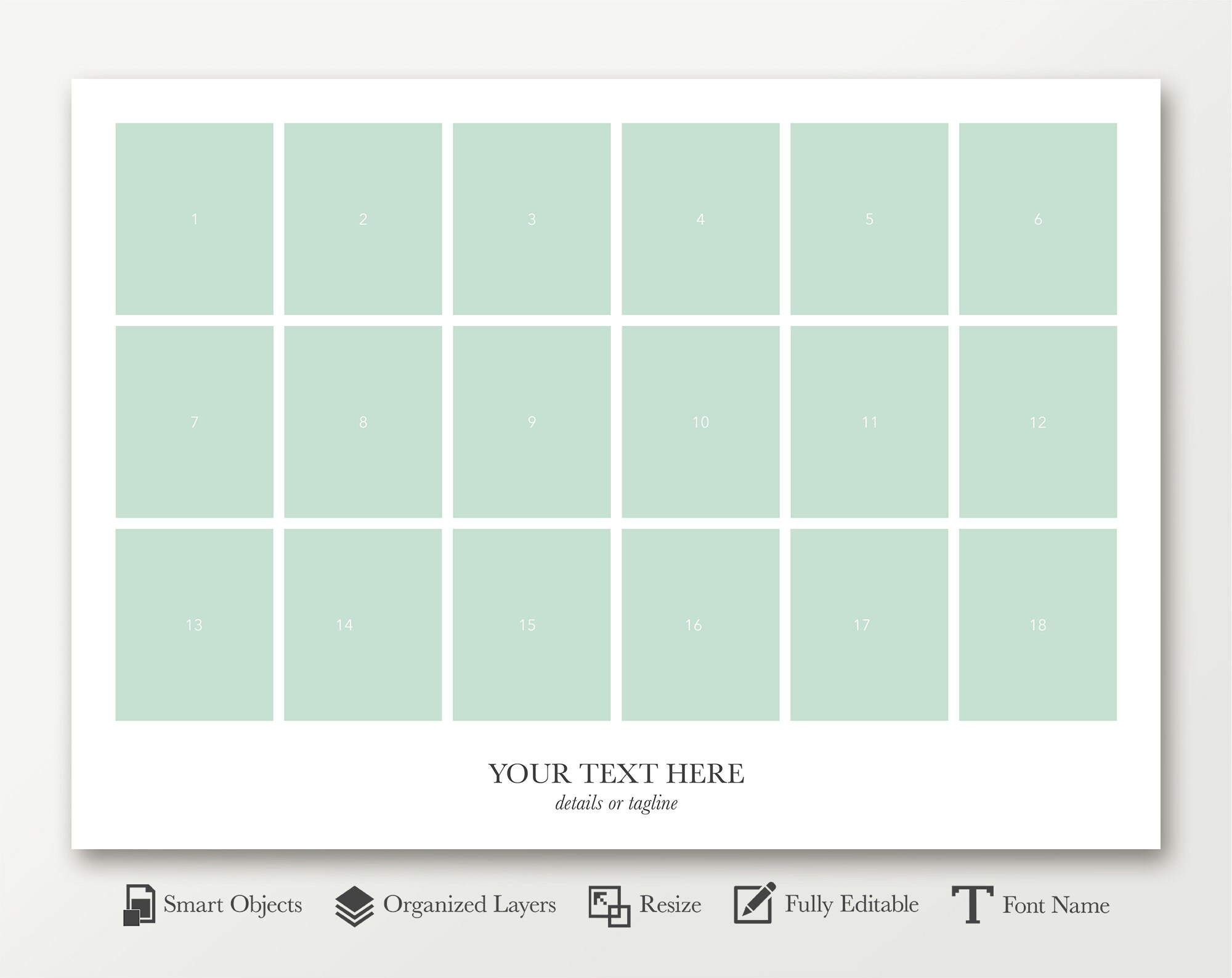 A4 Class picture template with 18 photos. This digital collage | Etsy